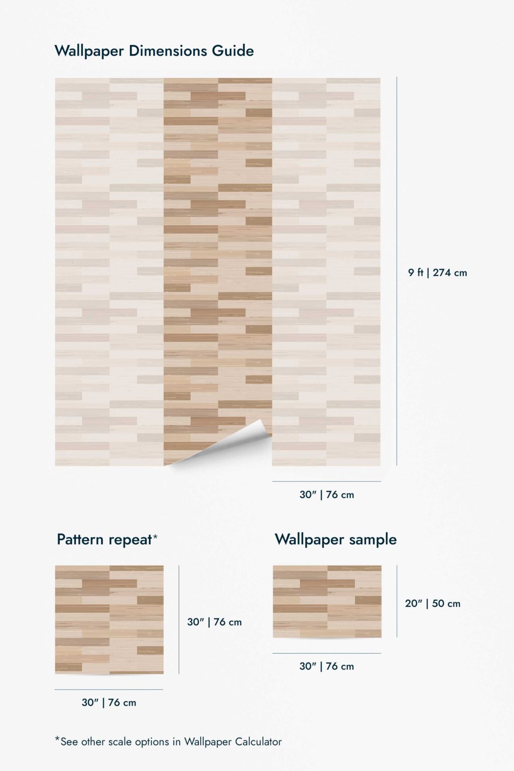 Elegant Beige Wood Parquette Tiles Peel and Stick Wallpaper or Non-Pasted