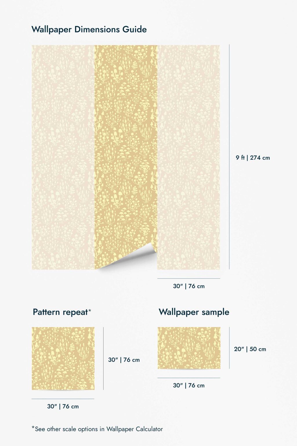 Ditsy Mushrooms Light Peel and Stick Wallpaper or Non-Pasted