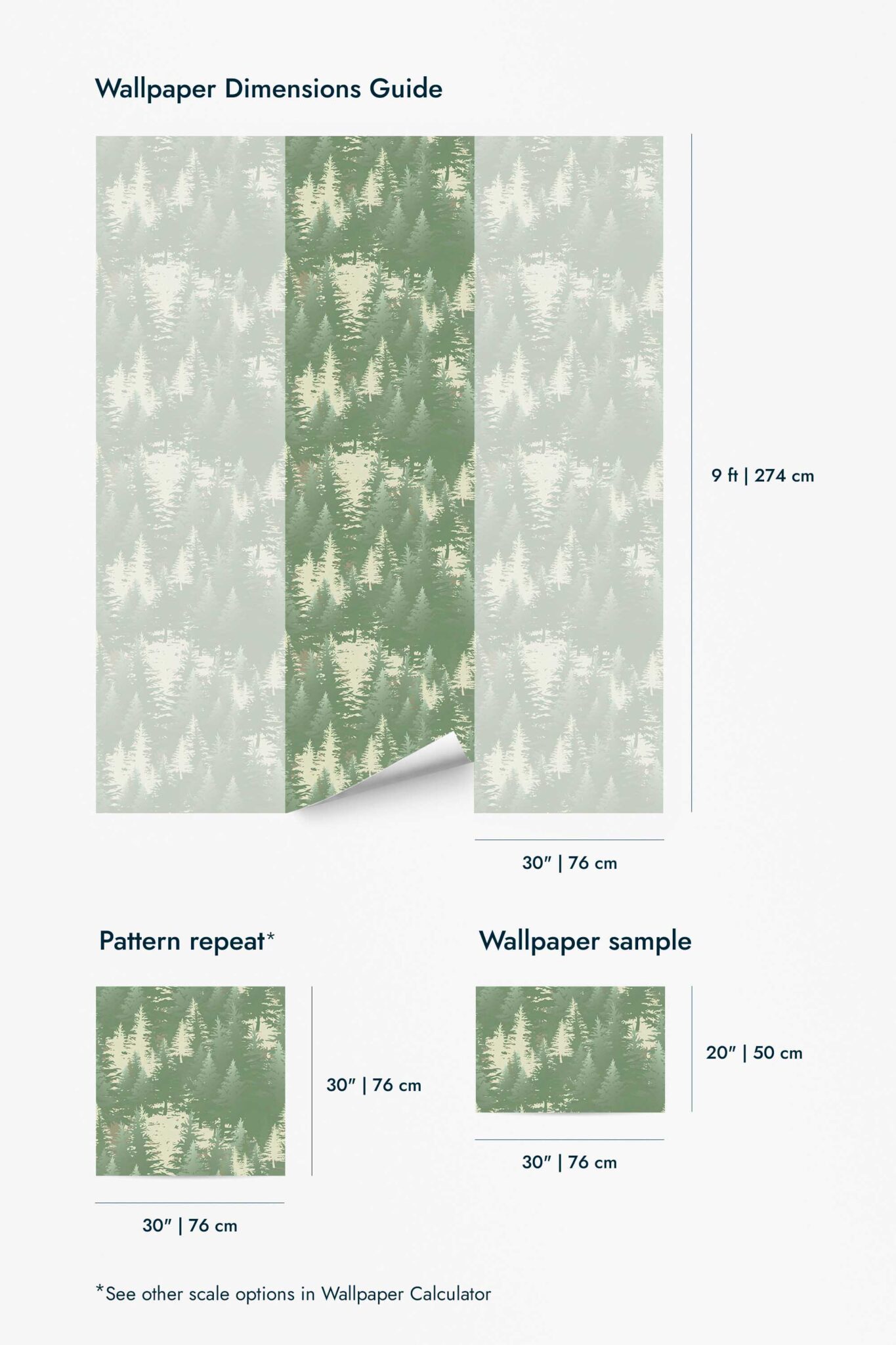 Sage Green Forest Peel and Stick Wallpaper or Non-Pasted