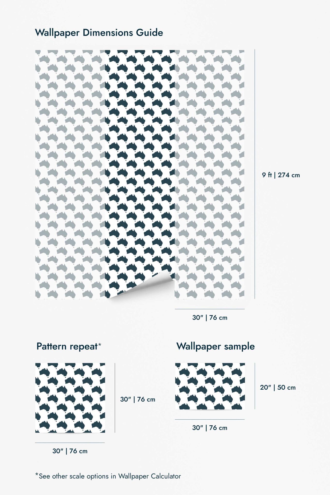 Australia Map Pattern Peel and Stick Wallpaper or Non-Pasted
