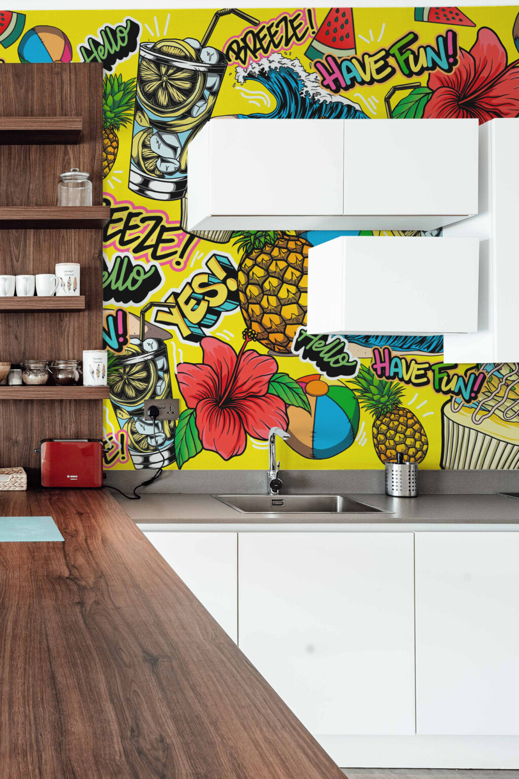 Beach Party Pop Art Peel and Stick Wall Mural or Non-Pasted