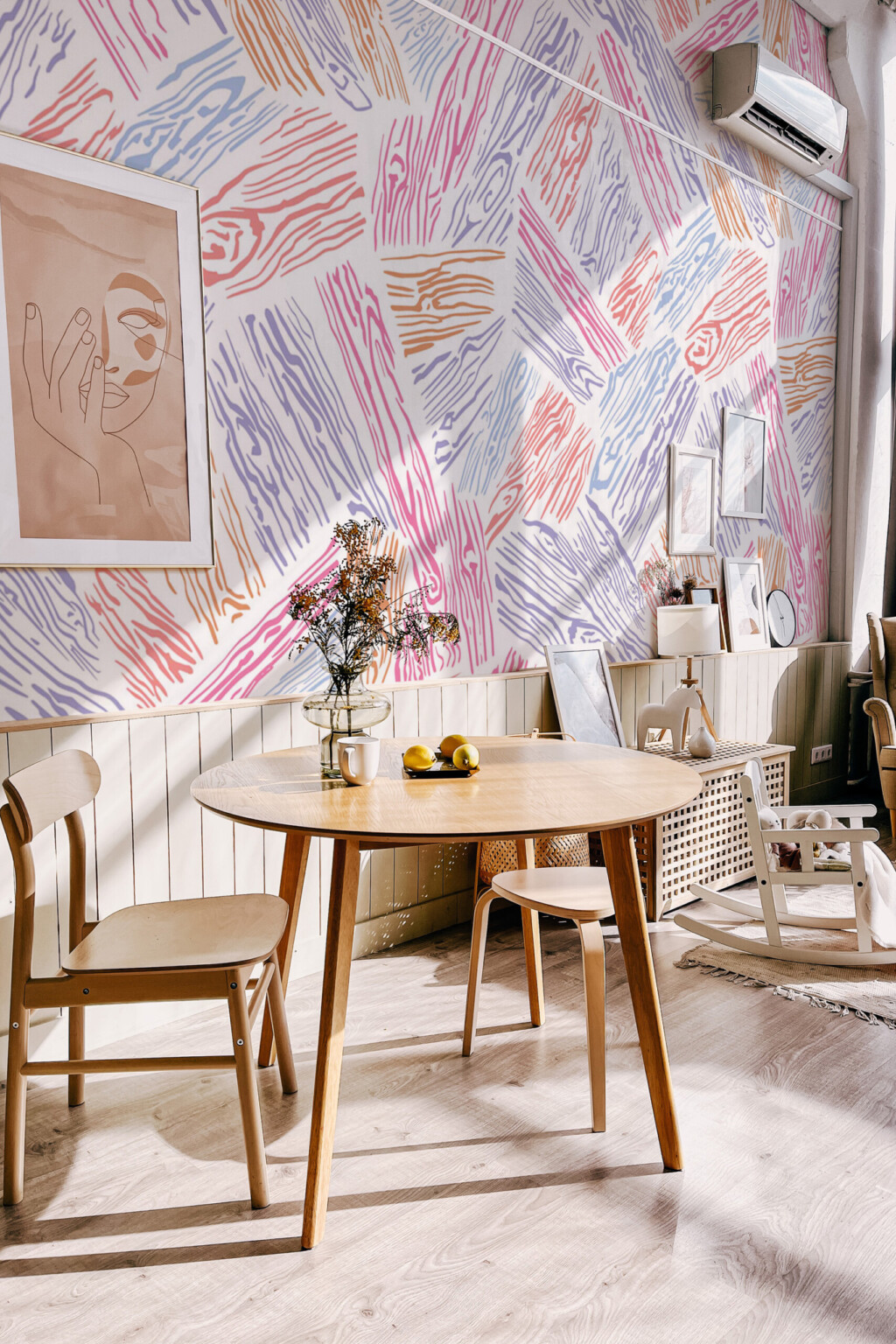 Playful Wood Contours Peel and Stick Wall Mural or Non-Pasted