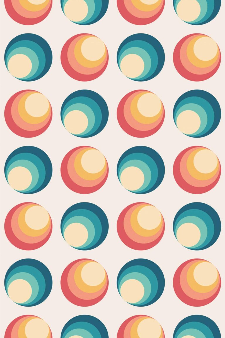 70s retro circle Peel and Stick Wallpaper or Non-pasted