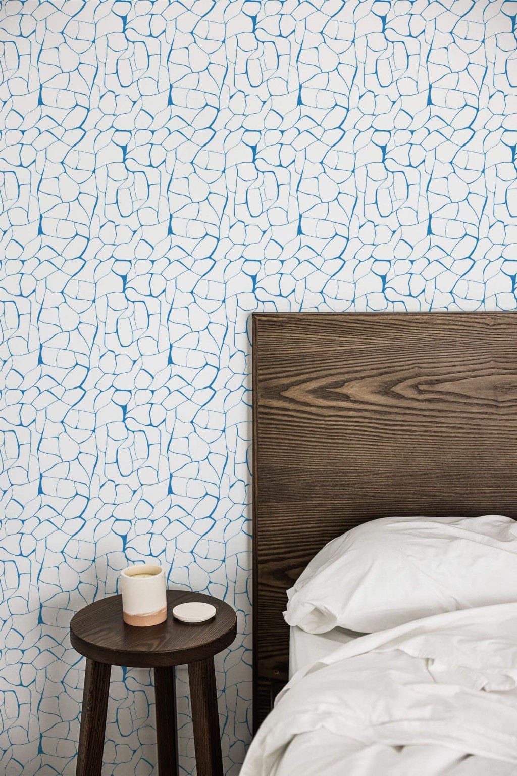 Blue and white abstract Peel and Stick Wallpaper or Non-pasted