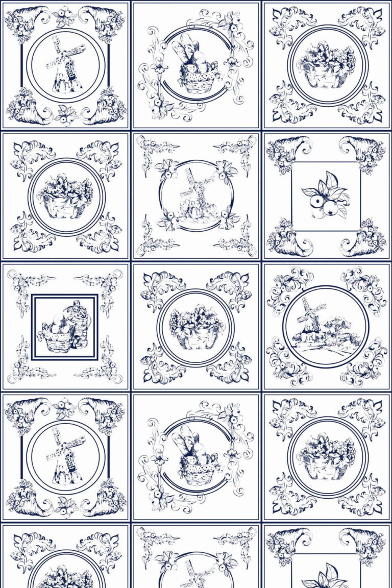 Blue delft tile Peel and Stick Wallpaper or Non-pasted