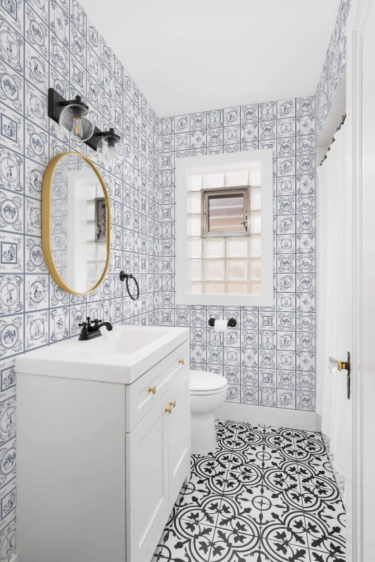 Blue delft tile Peel and Stick Wallpaper or Non-pasted