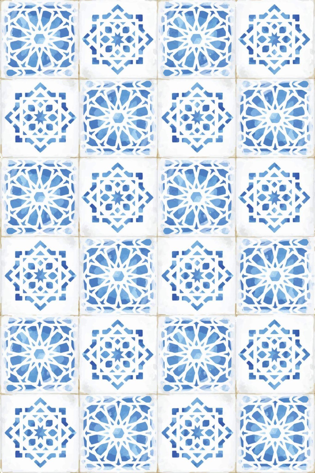 Blue moroccan tile Peel and Stick Wallpaper or Non-pasted