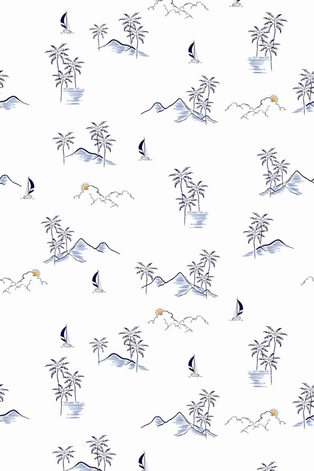 Blue tropical Wallpaper - Peel and Stick or Non-Pasted