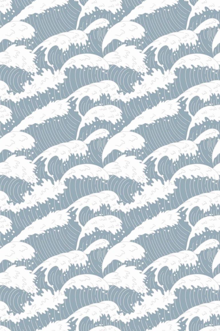 Blue wave Peel and Stick Wallpaper or Non-pasted