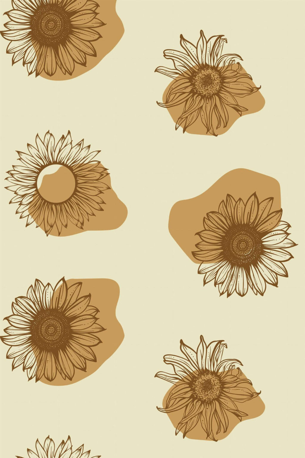 Boho sunflower Peel and Stick Wallpaper or Non-pasted