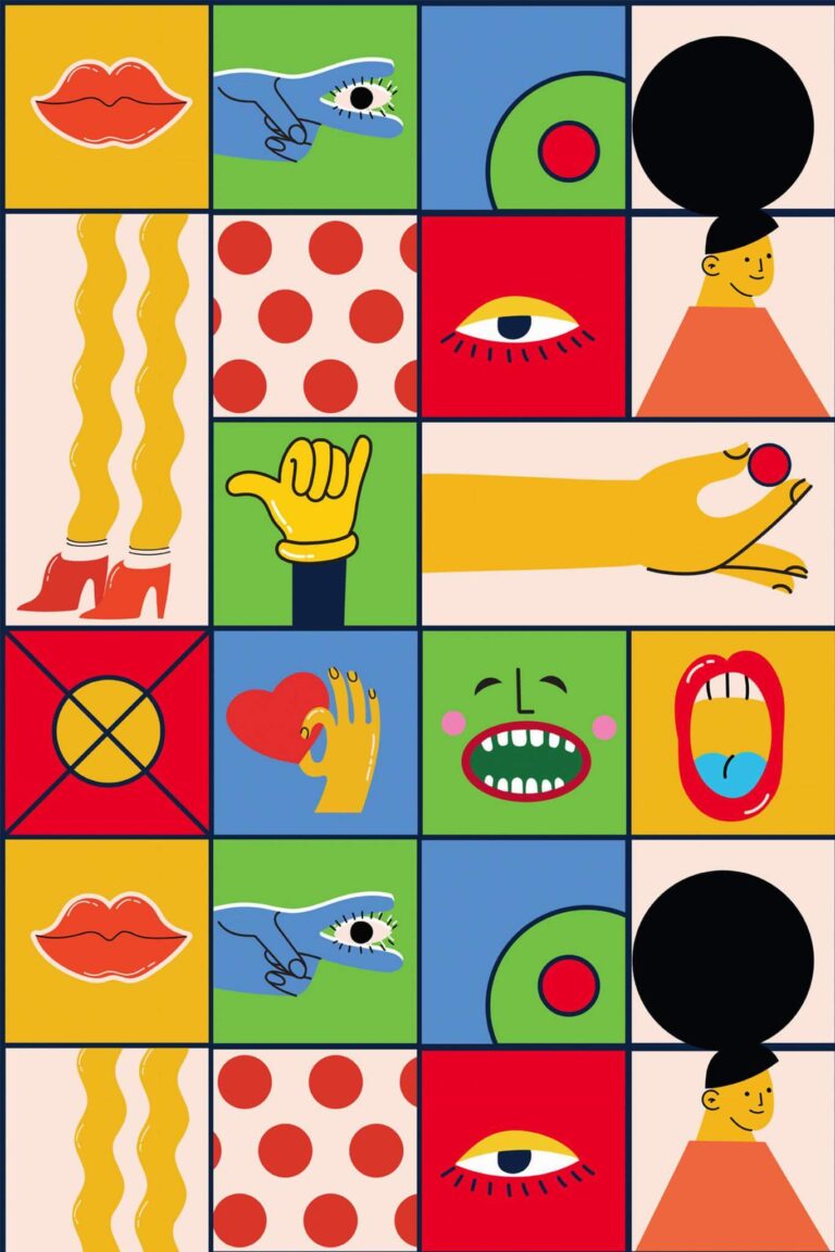 Colorful Funky Fun Peel and Stick Wallpaper or Non-pasted