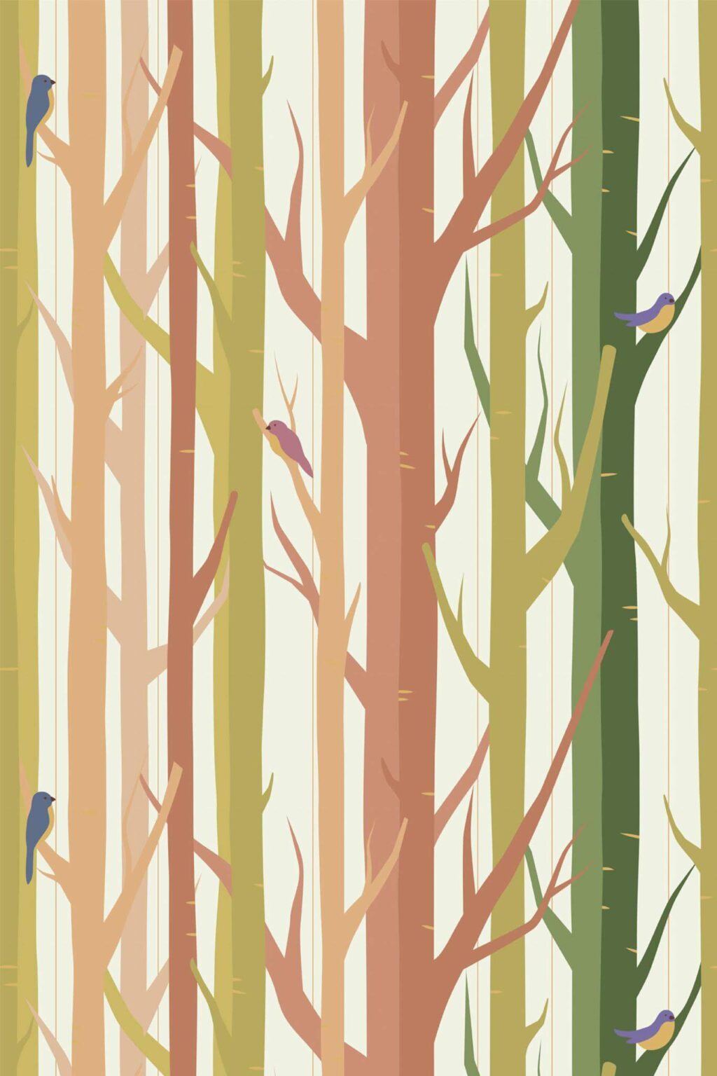 Colorful Trees Peel and Stick Wallpaper or Unpasted