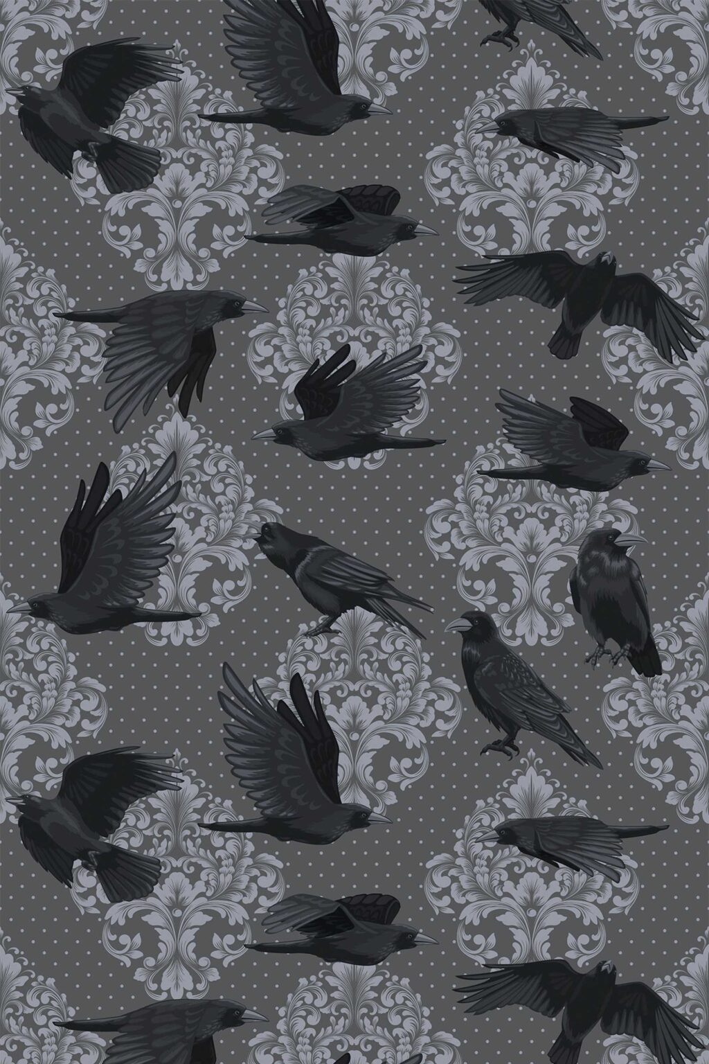Raven Noir Wallpaper Peel and Stick / Non-pasted