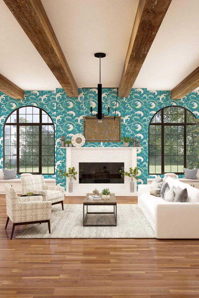Fancy waves Peel and Stick Wallpaper or Non-pasted