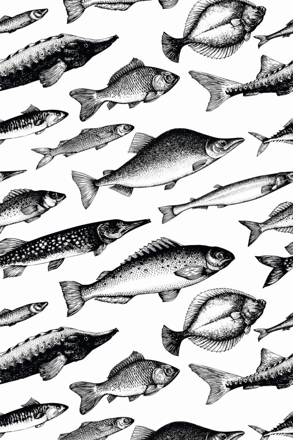 Navy blue fish Peel and Stick Wallpaper or Non-pasted