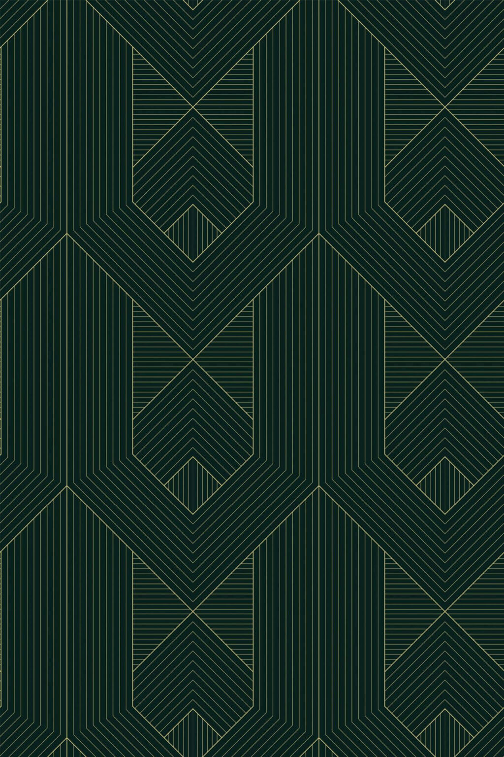 Green Art Deco geometric Peel and Stick Wallpaper or Non-pasted