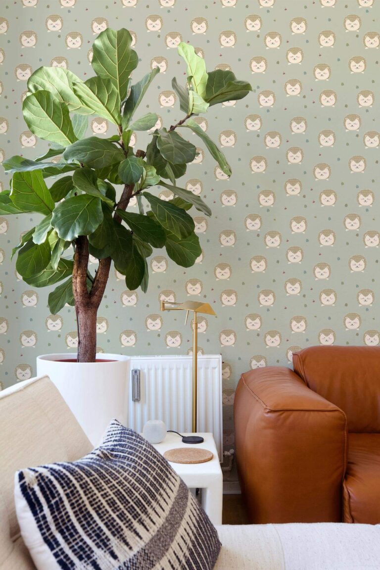 Hedgehog animal print Peel and Stick Wallpaper or Non-pasted