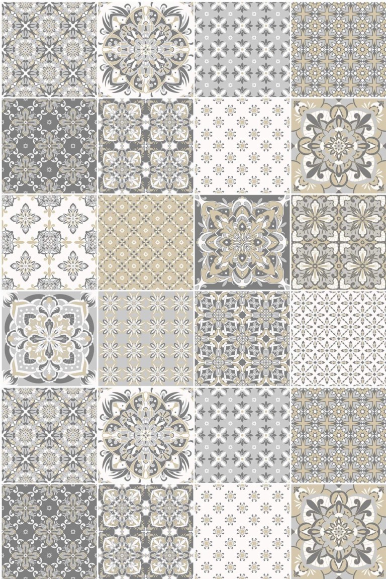 Moroccan tile Peel and Stick Wallpaper or Non-pasted