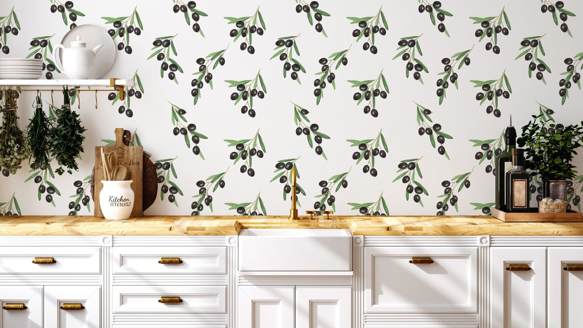 Olive wallpaper - Peel and Stick or Traditional
