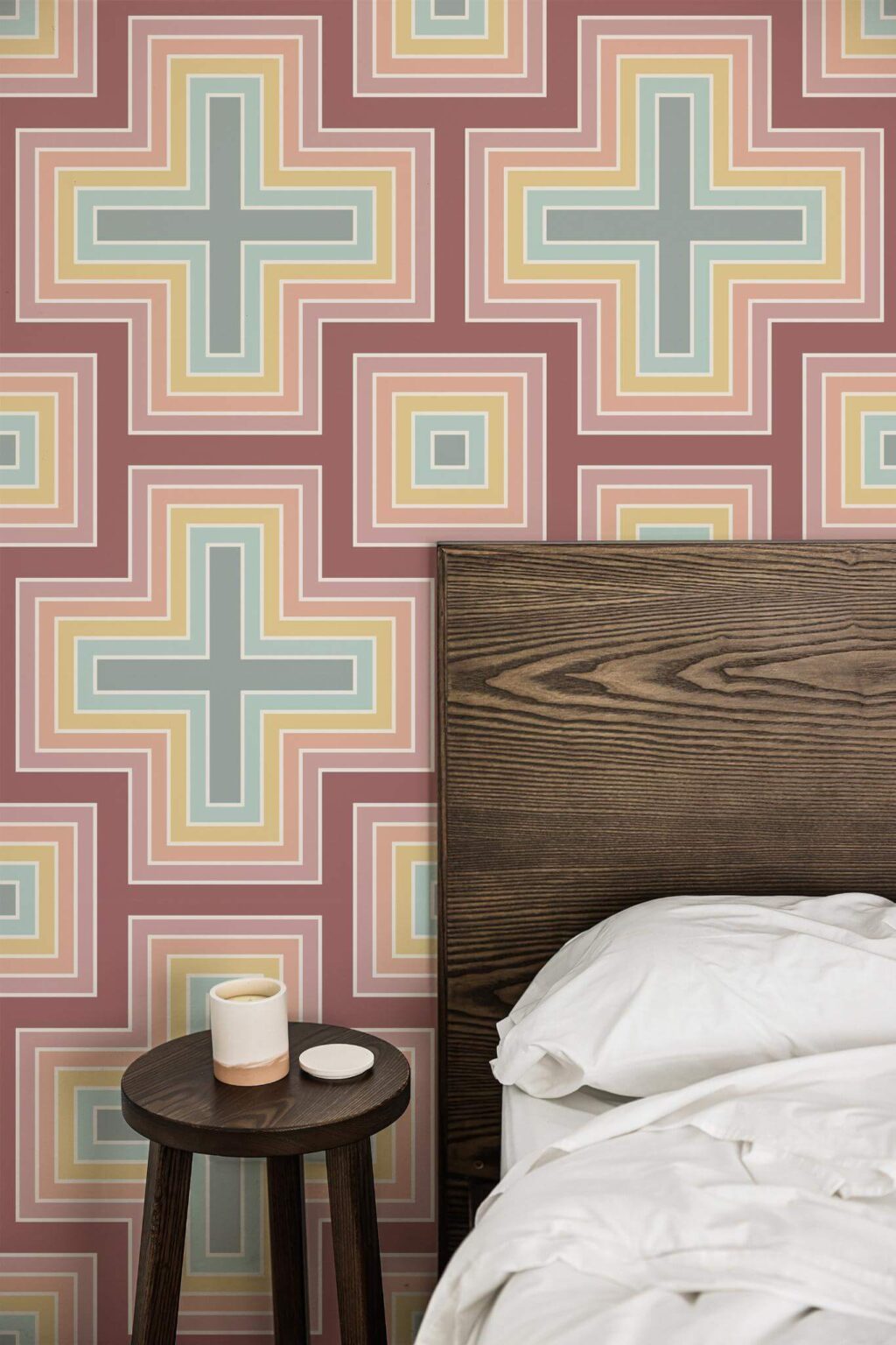 Pastel retro geometric Wallpaper - Peel and Stick or Non-Pasted