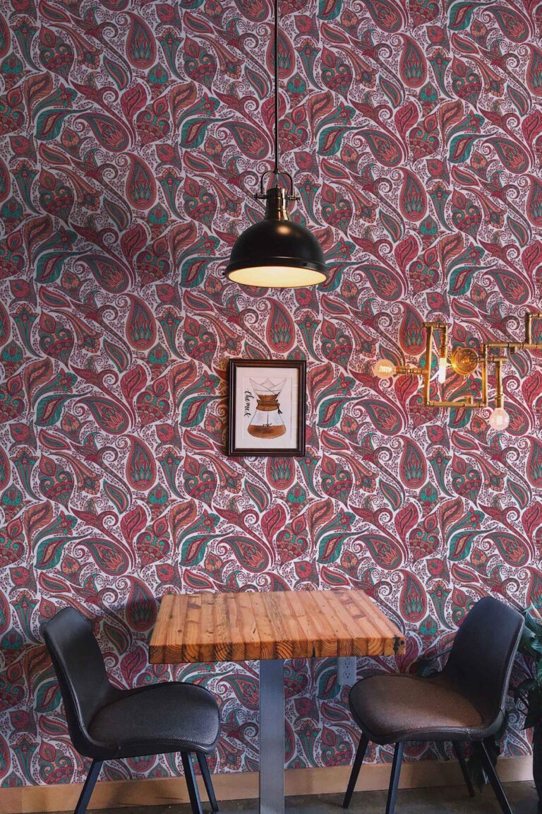 Pink bold paisley Peel and Stick Wallpaper or Non-pasted