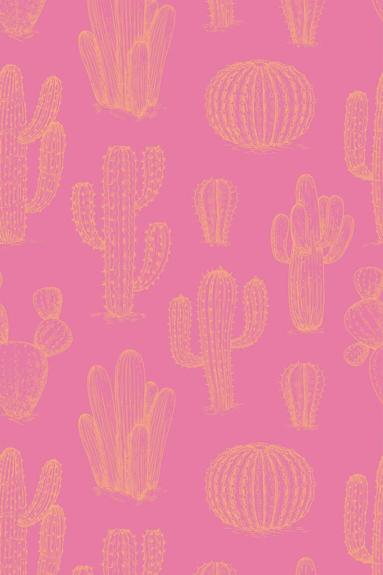 Bright Pink Cactus Joy Wallpaper Peel and Stick / Non-pasted