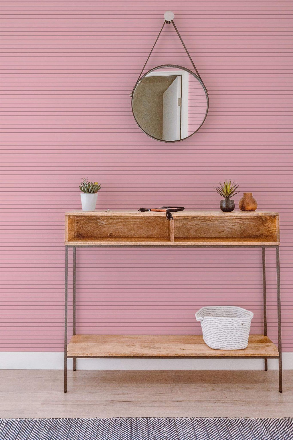 Pink stripe Peel and Stick Wallpaper or Non-pasted