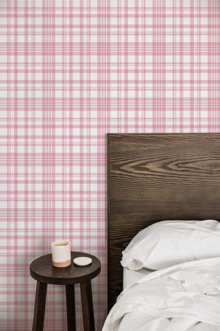 Farmhouse plaid Peel and Stick Wallpaper or Non-pasted