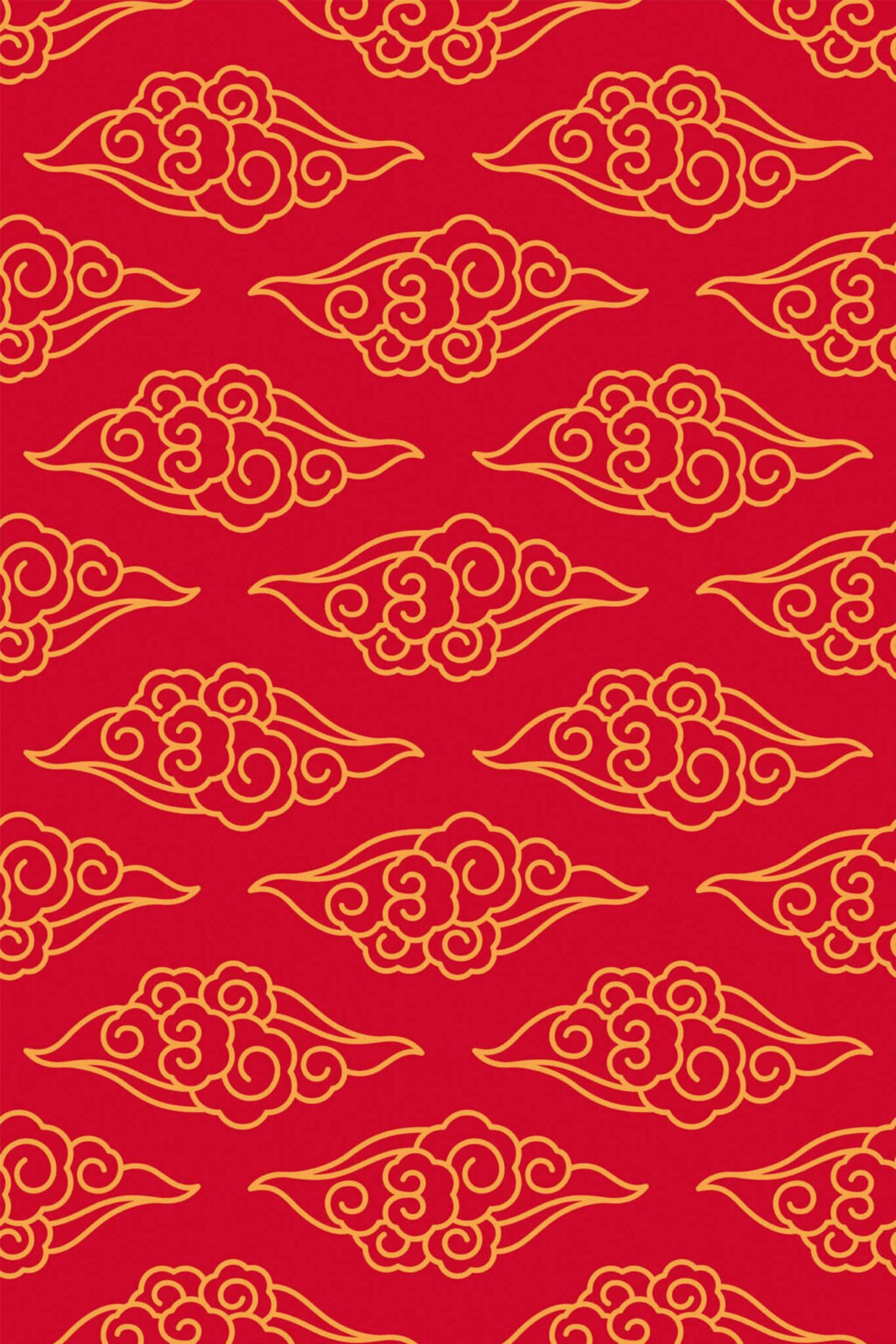 Red china pattern Peel and Stick Wallpaper or Non-pasted
