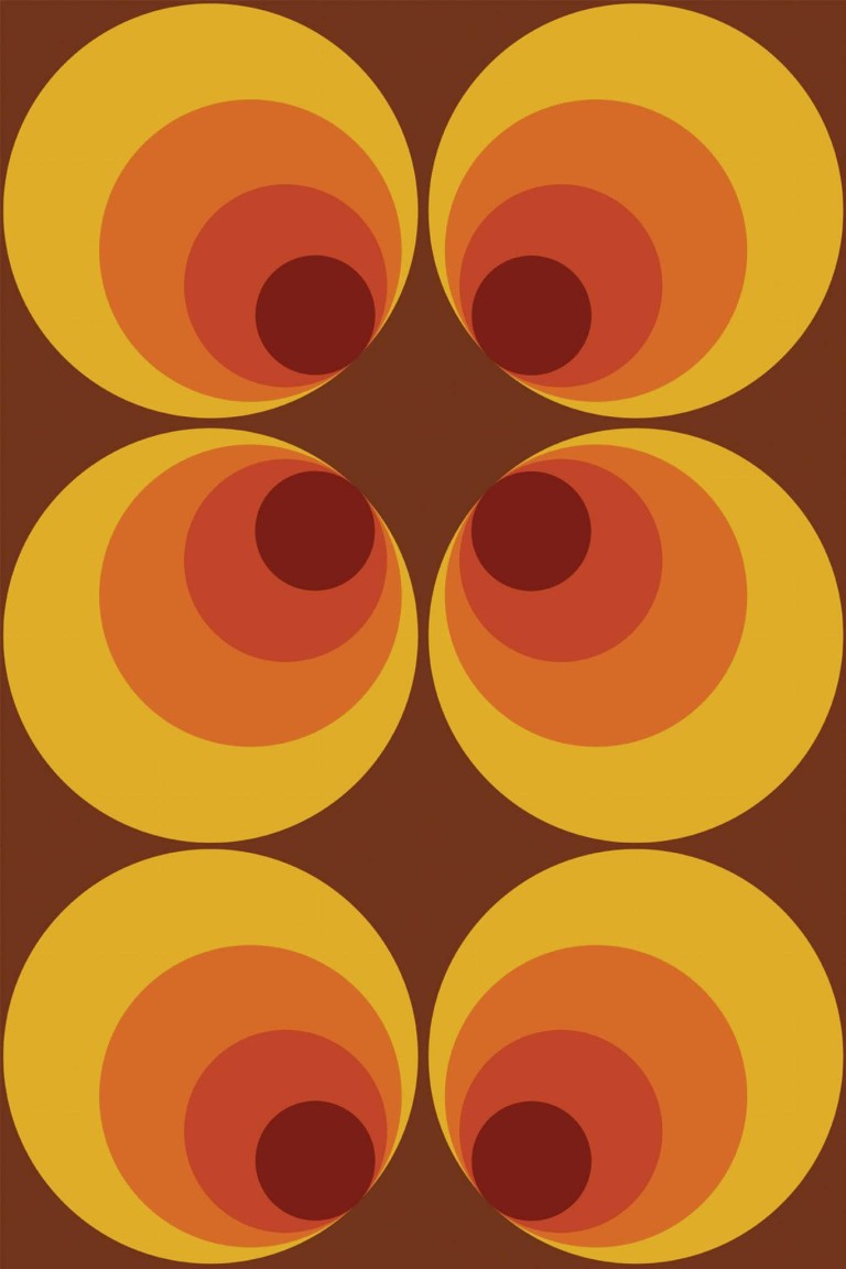 Retro 70s circle Peel and Stick Wallpaper or Non-pasted