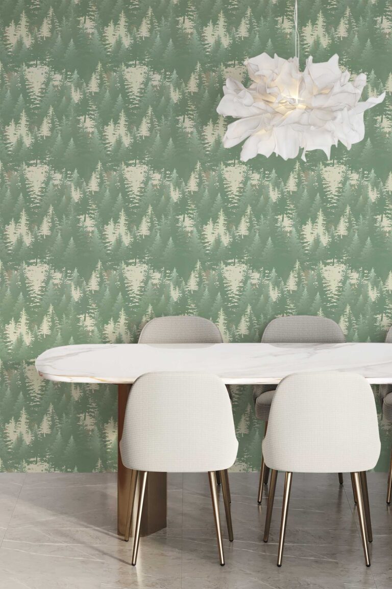 Sage Green Forest Wallpaper Peel and Stick / Non-pasted