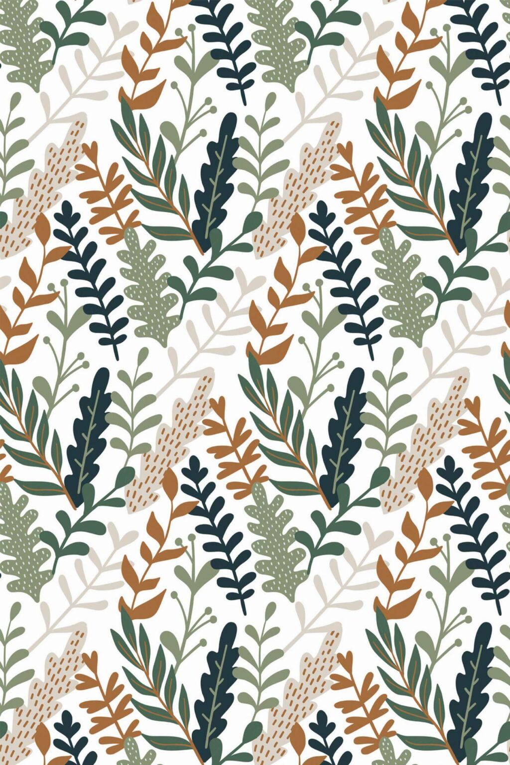 Scandinavian neutral leaf Peel and Stick Wallpaper or Non-pasted