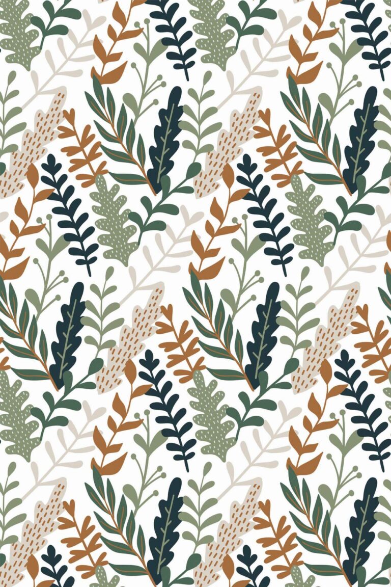 Scandinavian neutral leaf Peel and Stick Wallpaper or Non-pasted