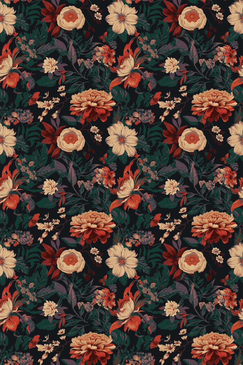 Classic Brown Bloom Peel and Stick Wallpaper or Non-pasted