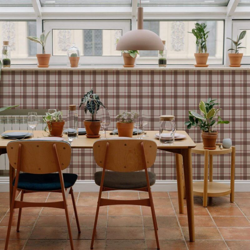 Farmhouse plaid Wallpaper - Peel and Stick or Non-Pasted