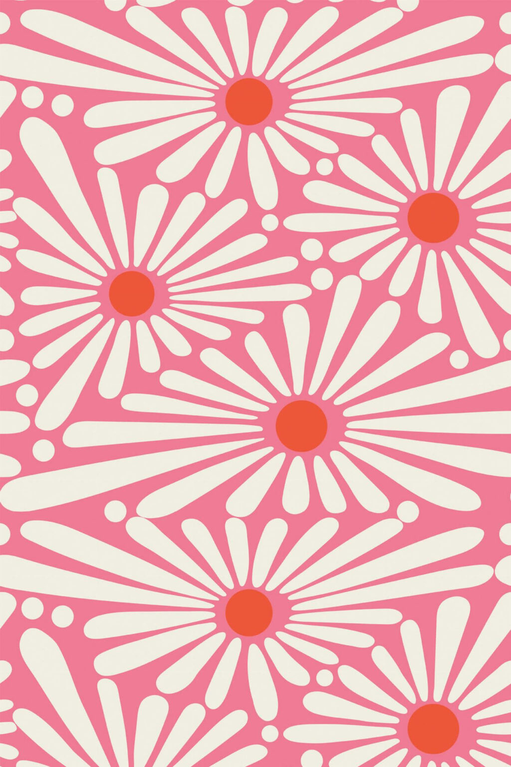 Vibrant Pink Daisies Peel and Stick Wallpaper or Unpasted