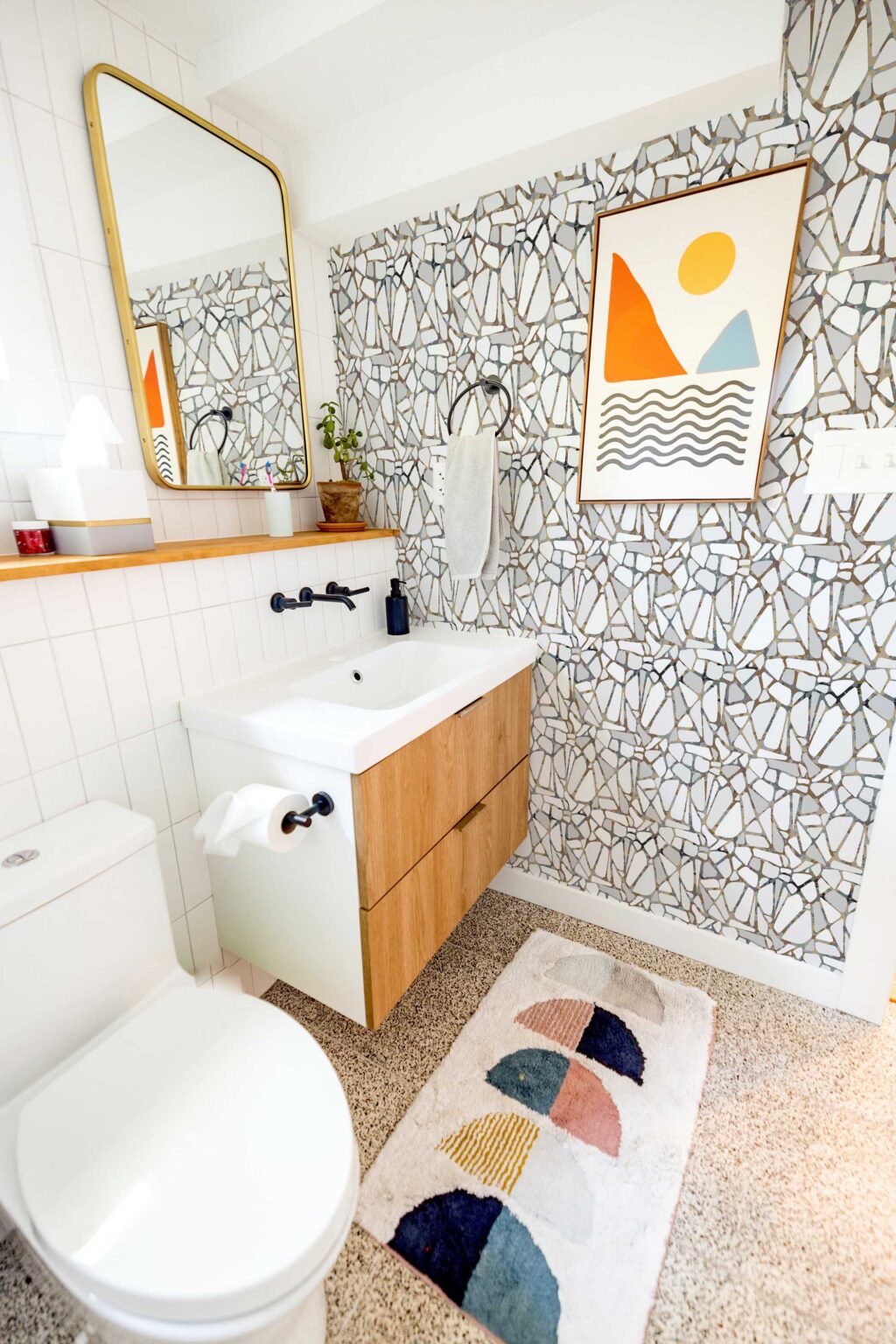 Soft White Stone Tiles Peel and Stick Wallpaper